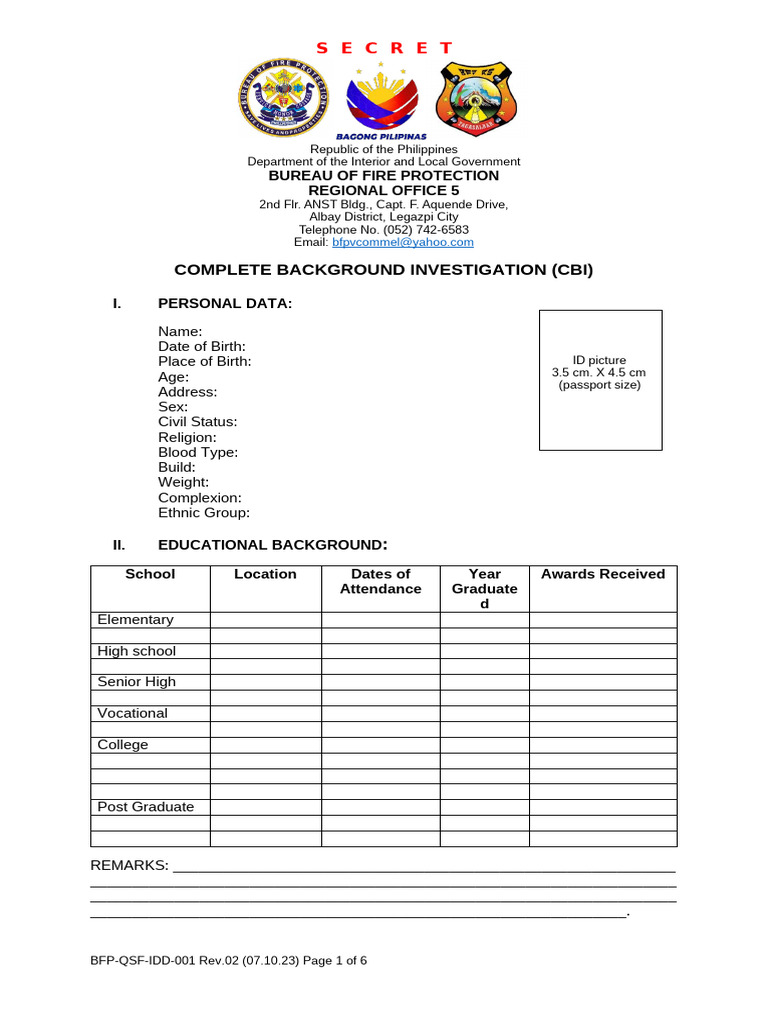 Cbi Form 2024 | PDF | Naturalization | Government And Personhood