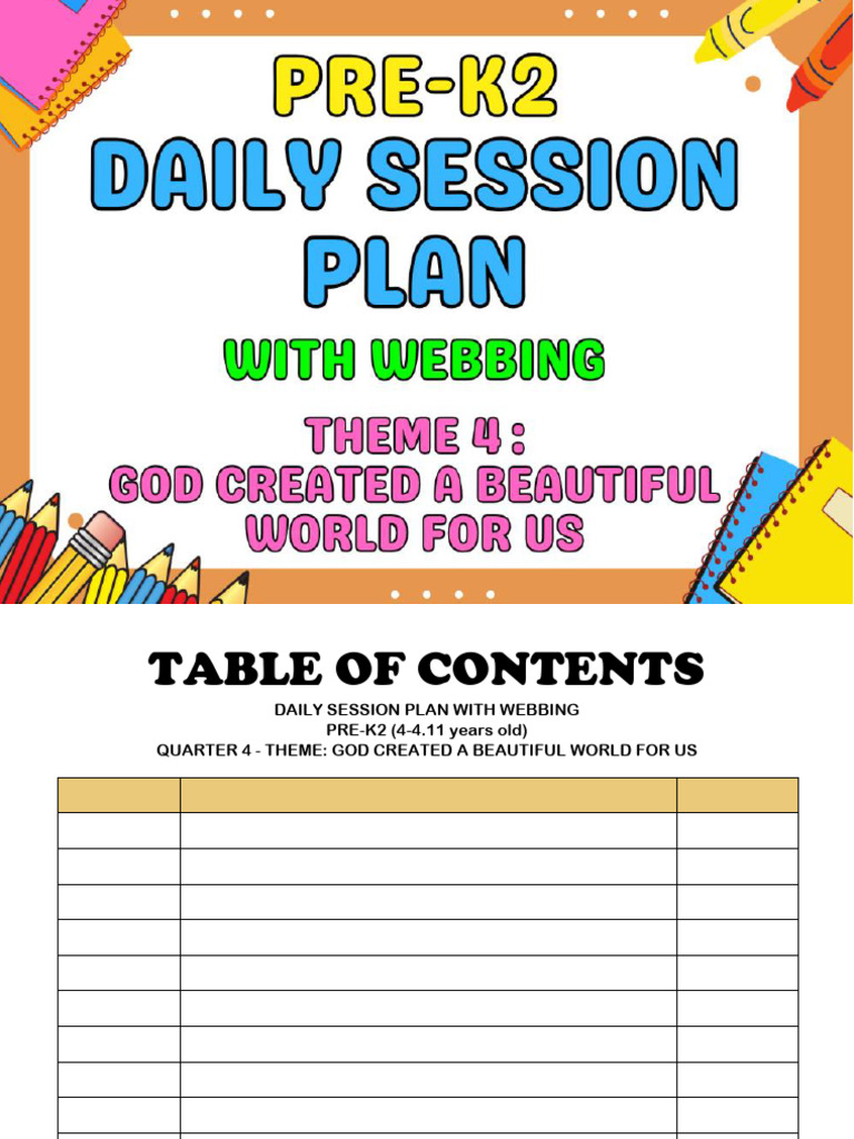 Daily Session Plan With Webbing Pre-K2 Quarter-4 | PDF | Fruit | Tomato