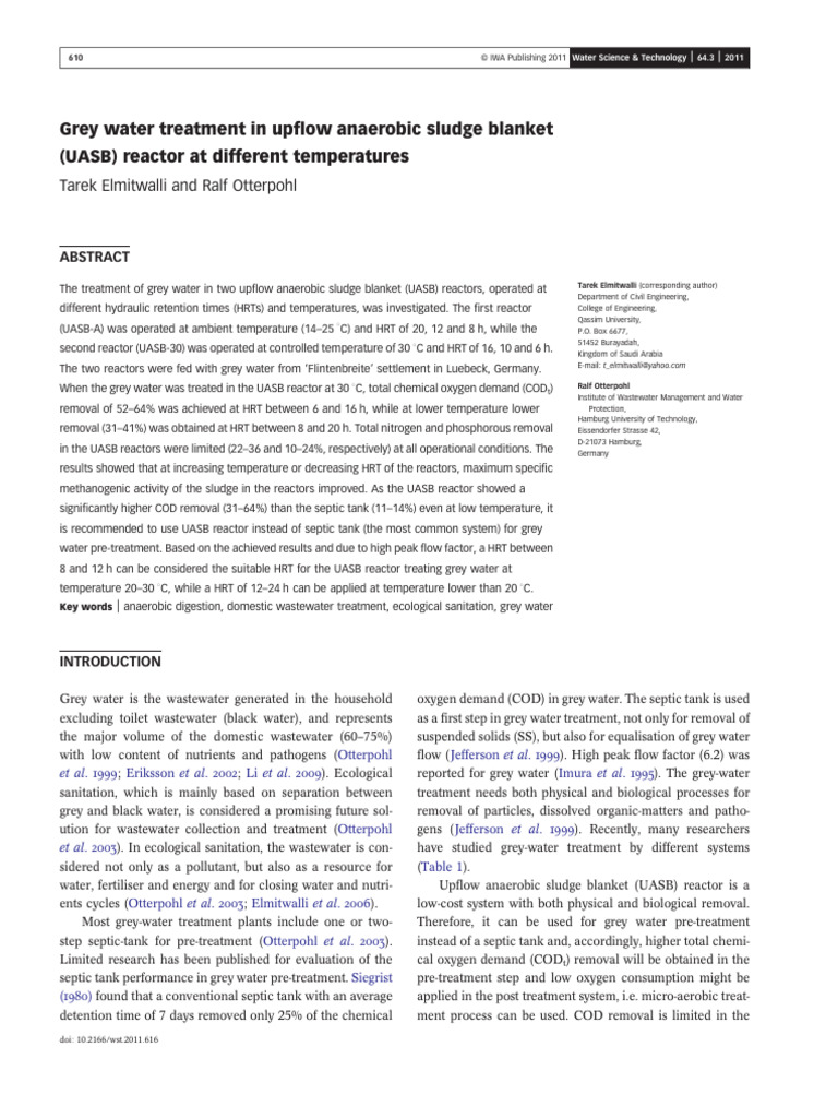 2011 Grey Water Treatment in Upflow Anaerobic Sludge Blanket (UASB ...