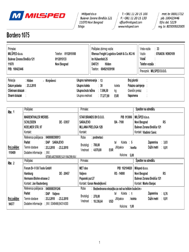 Bordero Hilden 1075 | PDF