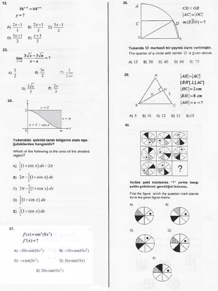 2019 Manisa Celalbayar Ornek Sorular Yos 2 | PDF