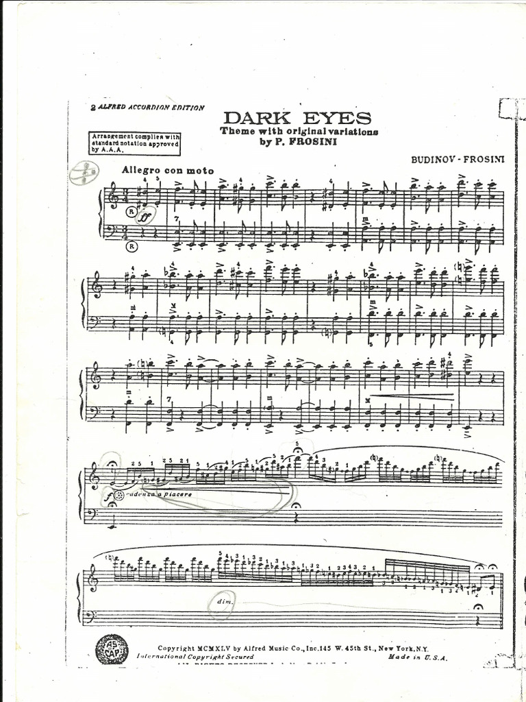 Dark Eyes-Theme and Variations | PDF