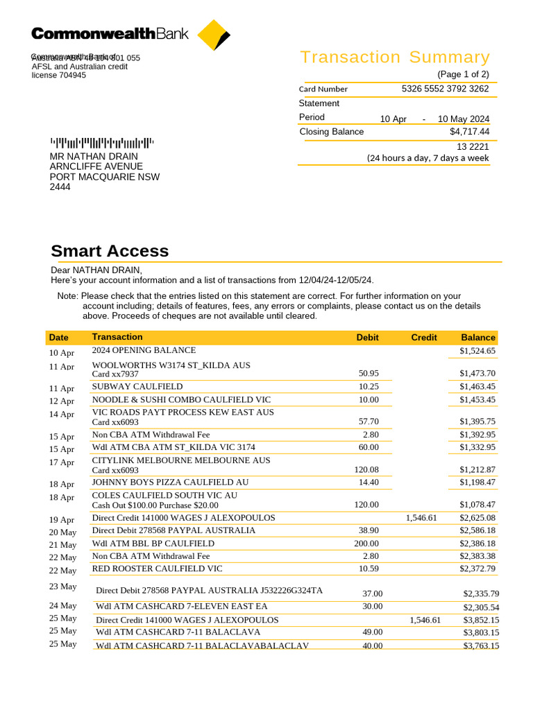 Smart Access: Transaction Summary | PDF | Debit Card | Credit Card