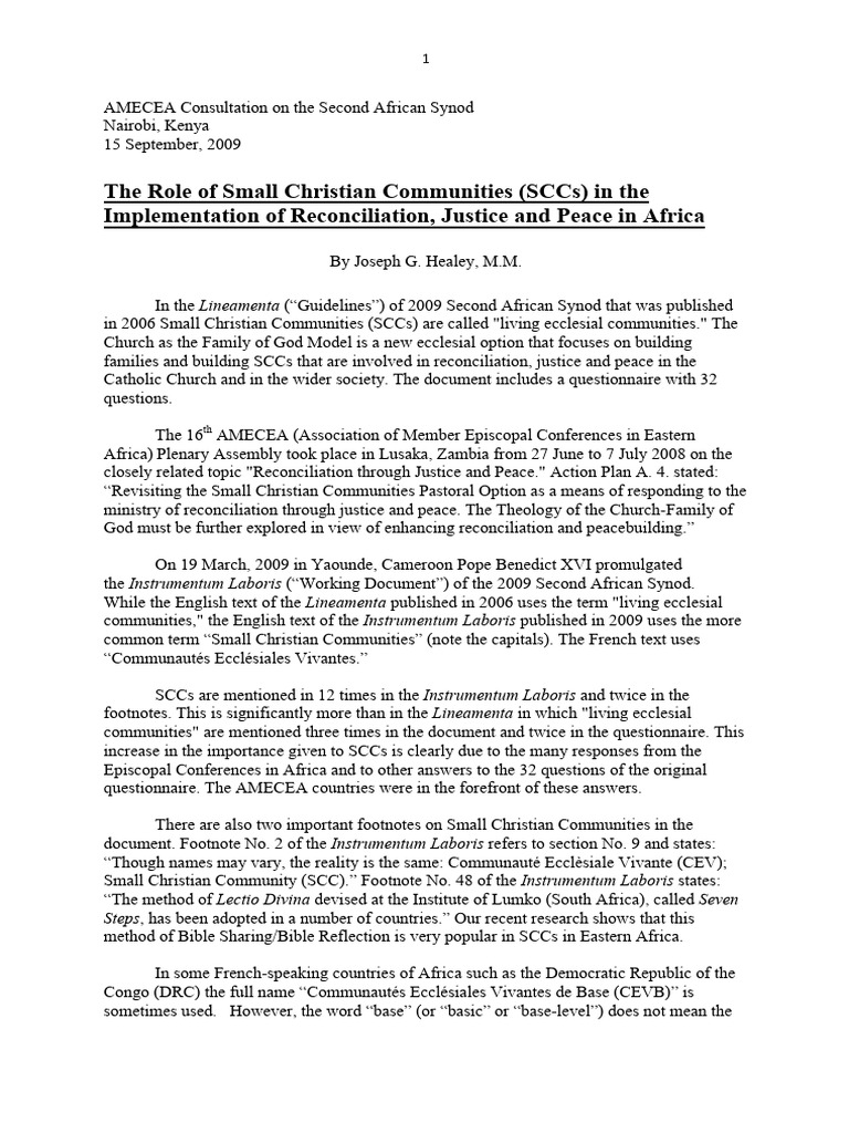 2009 Joseph Healy The Role of Small Christian Communities Sccs in The ...