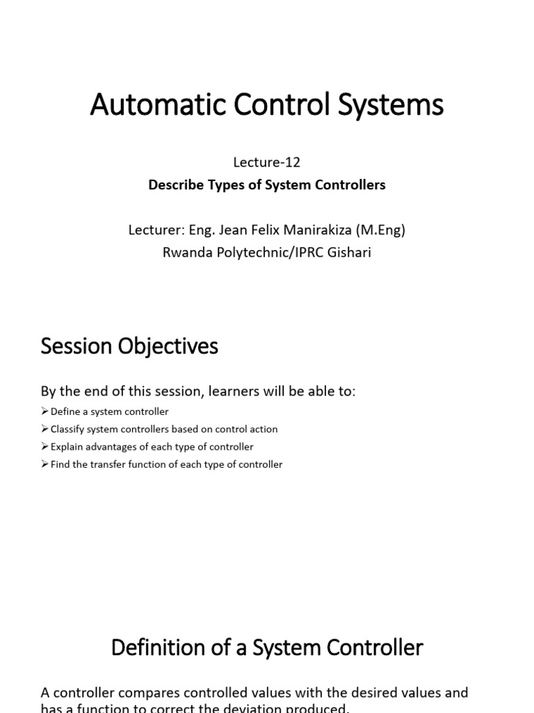 Automatic Control Systems Lecture 12 | PDF | Control Theory | Electrical Engineering
