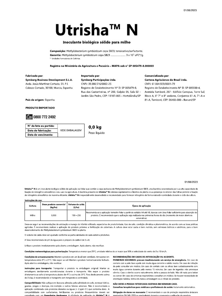 Registro Utrisha-N Corteva La BR | PDF