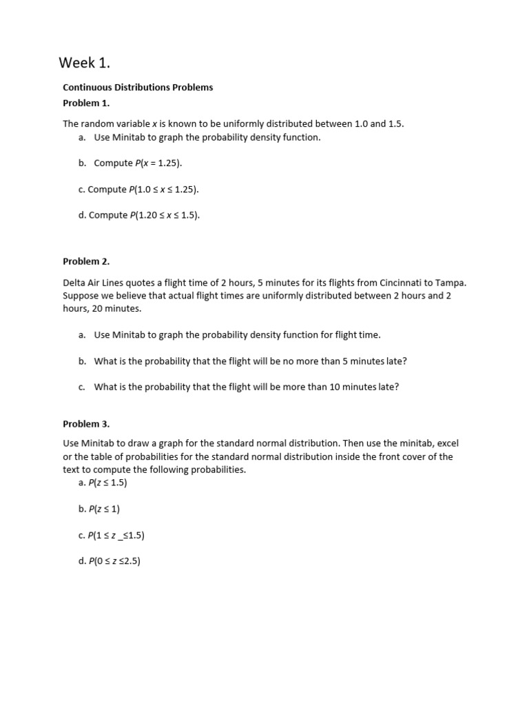 Week 1 - Continuous Distributions Problems | PDF | Emergency Department | Health Care
