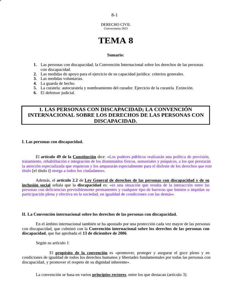 DC Tema 8 | PDF | Guardián legal | Invalidez