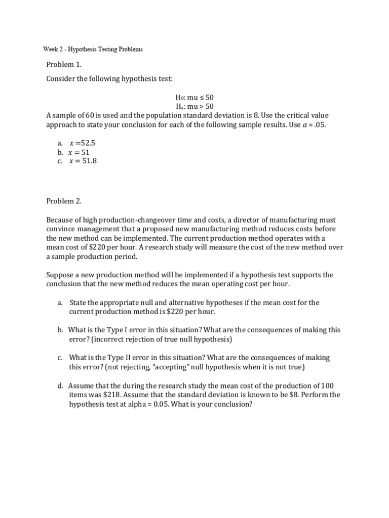 Hypothesis Testing Problems and Solutions | PDF | P Value | Hypothesis