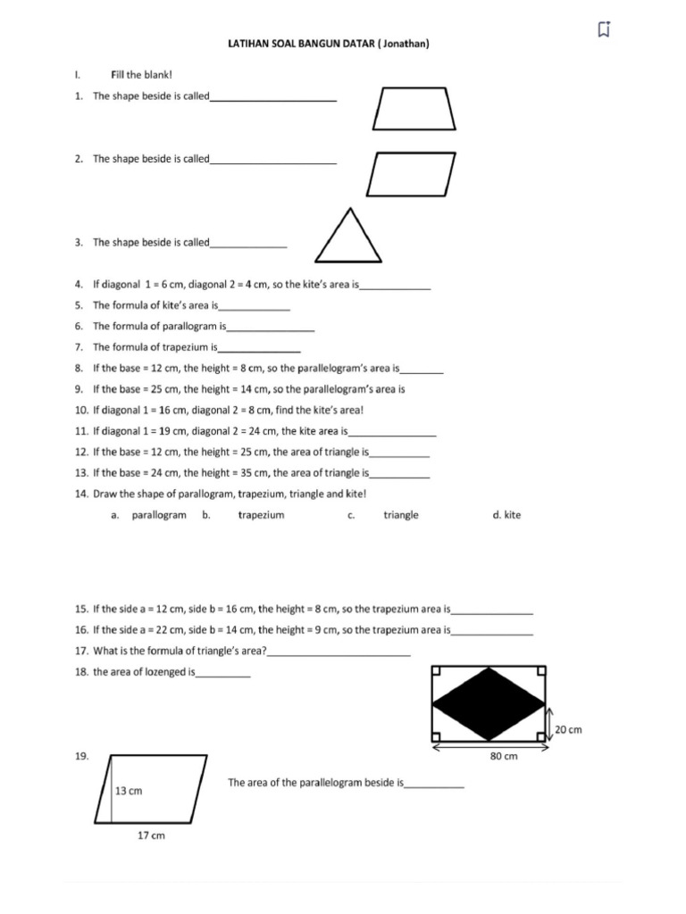 MTK Kls 5 Luas Bangun Datar | PDF