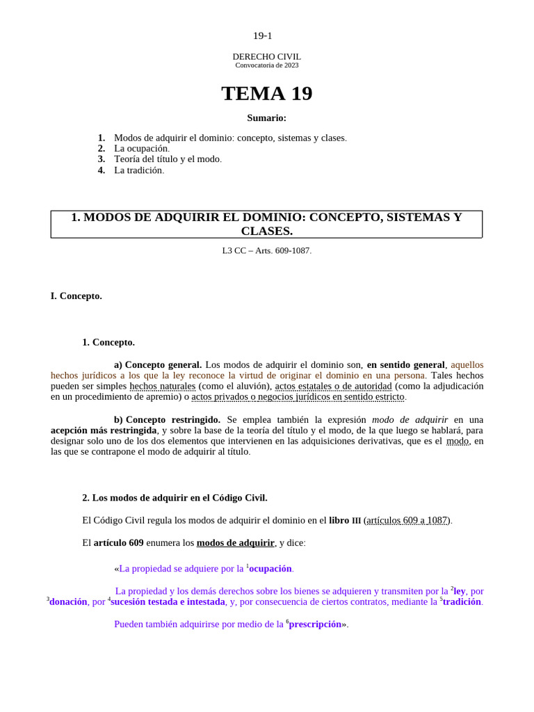 DC Tema 19 | PDF | Propiedad | Posesión (Ley)