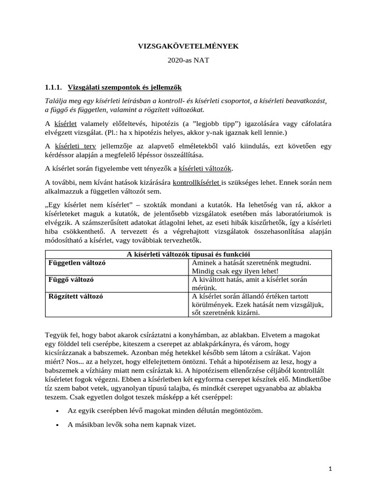 Biológia Emelt Dőlt-Betűs Szóbeli-Témakörök | PDF