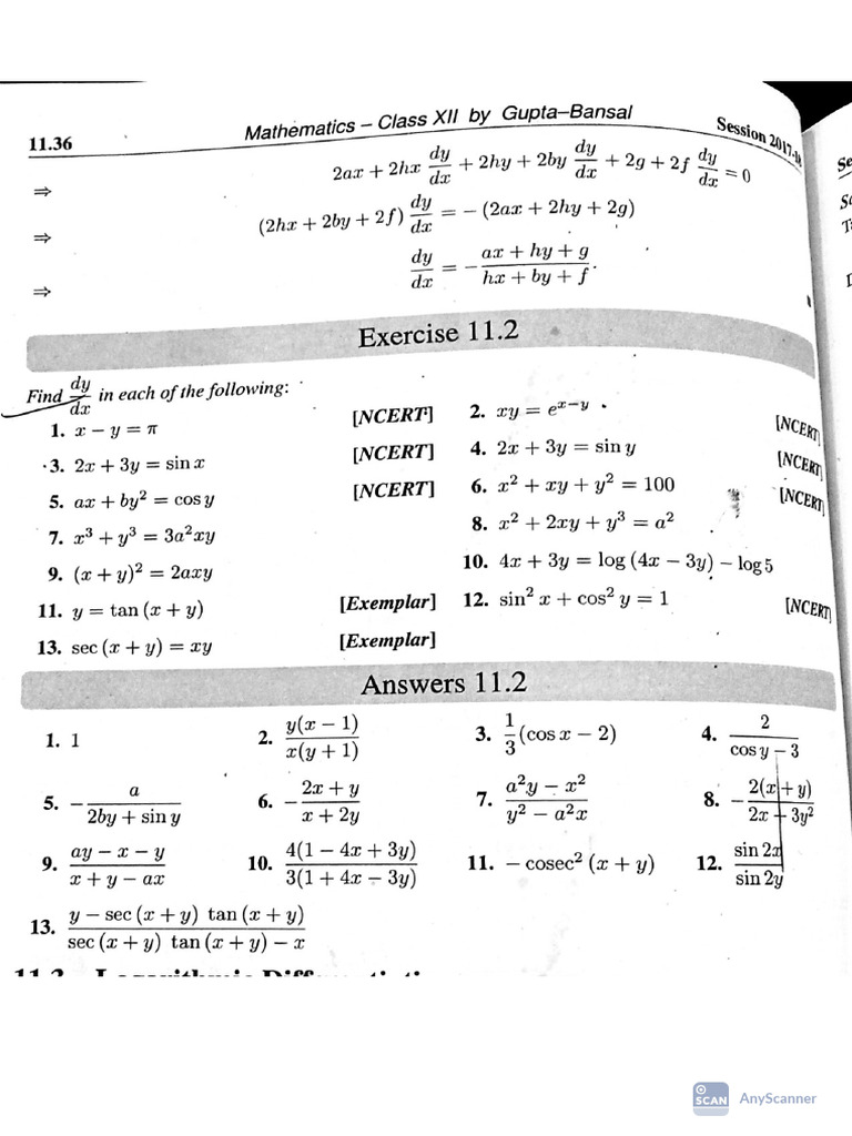 XII - Assignment-Differentiation | PDF XII - Assignment-Differentiation | PDF