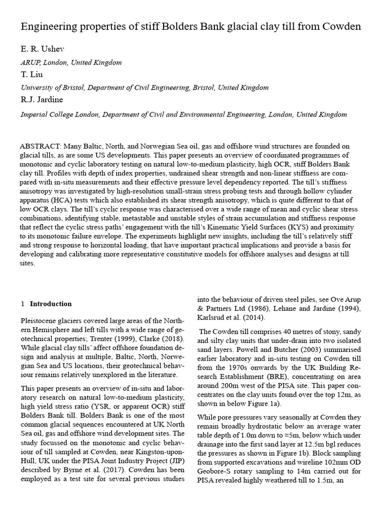 Geotechnical Properties of Bolders Bank Till | PDF | Strength Of ...