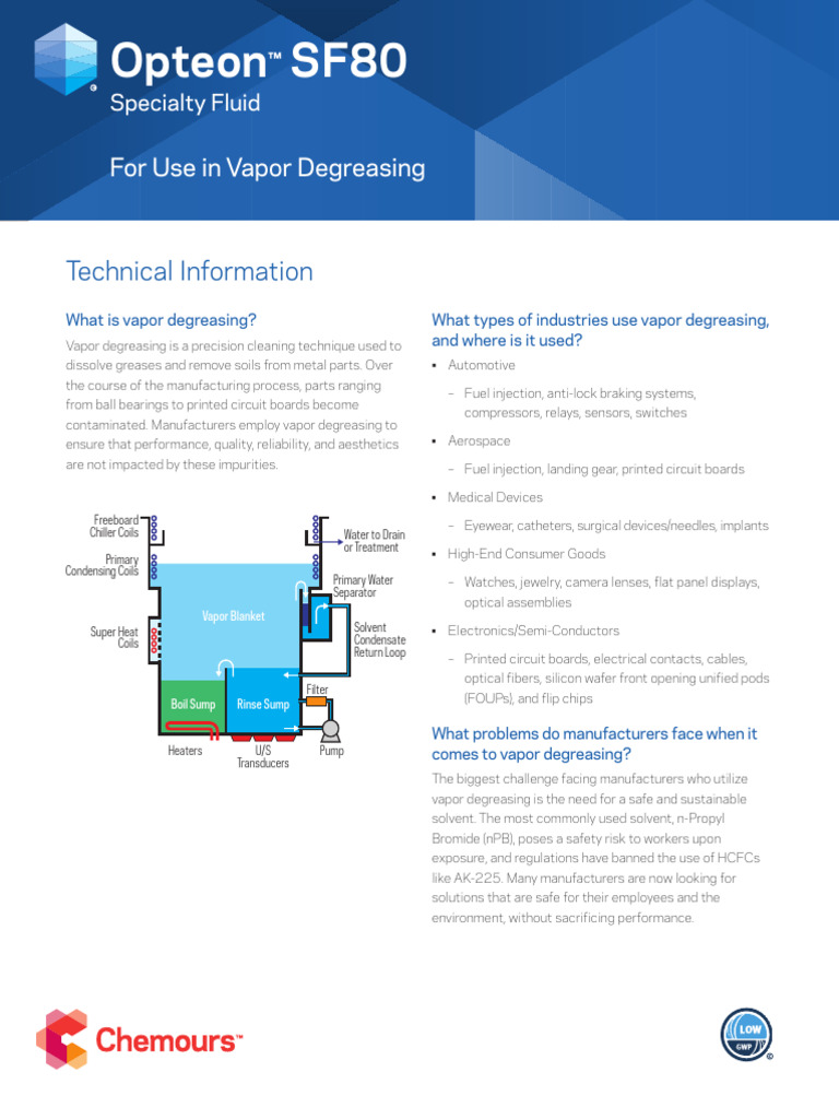 Opteon SF80 Vapor Degreasing Tech Info | PDF