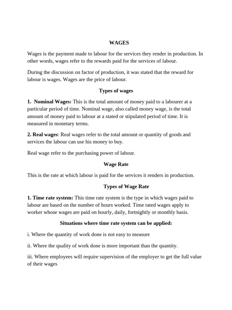 The Concept Of Wages Pdf Cost Of Living Labour Economics