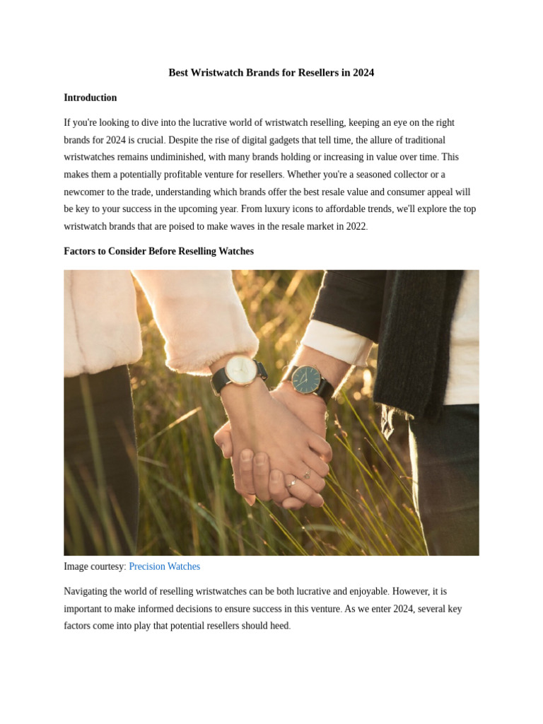Best Wristwatch Brands For Resellers in 2024 | PDF | Brand | Pricing
