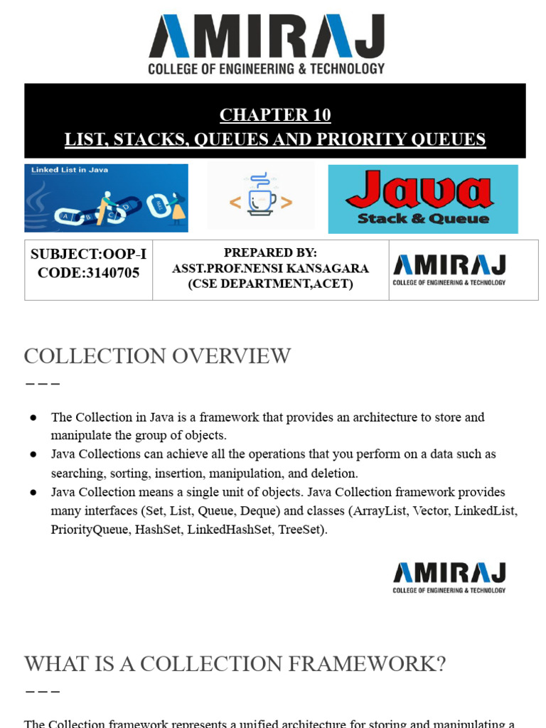 OOP1 - Unit-10 (Amiraj) - VisionPapers - in | PDF | Queue (Abstract Data Type) | Software ...