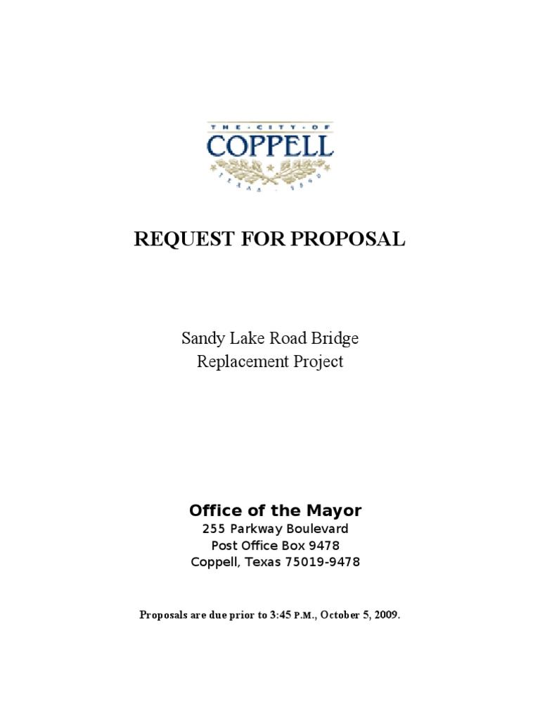 Request For Proposal: Sandy Lake Road Bridge Replacement Project ...
