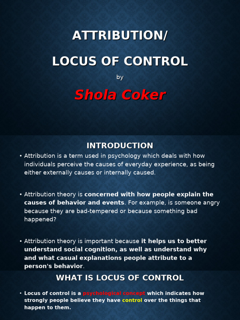 Attribution and Locus of Control | PDF | Neuroscience | Behavioural ...