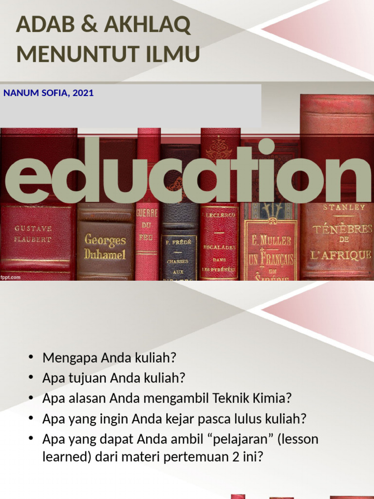 Adab & Akhlaq Menuntut Ilmu - Pai Upn | PDF | Pengembangan Diri | Agama ...