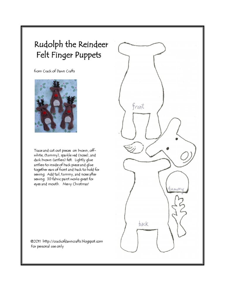 Reindeer Finger Puppet Pattern | PDF | Language Arts & Discipline | Art