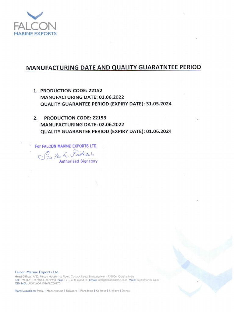 Quality Guarantee Period | PDF