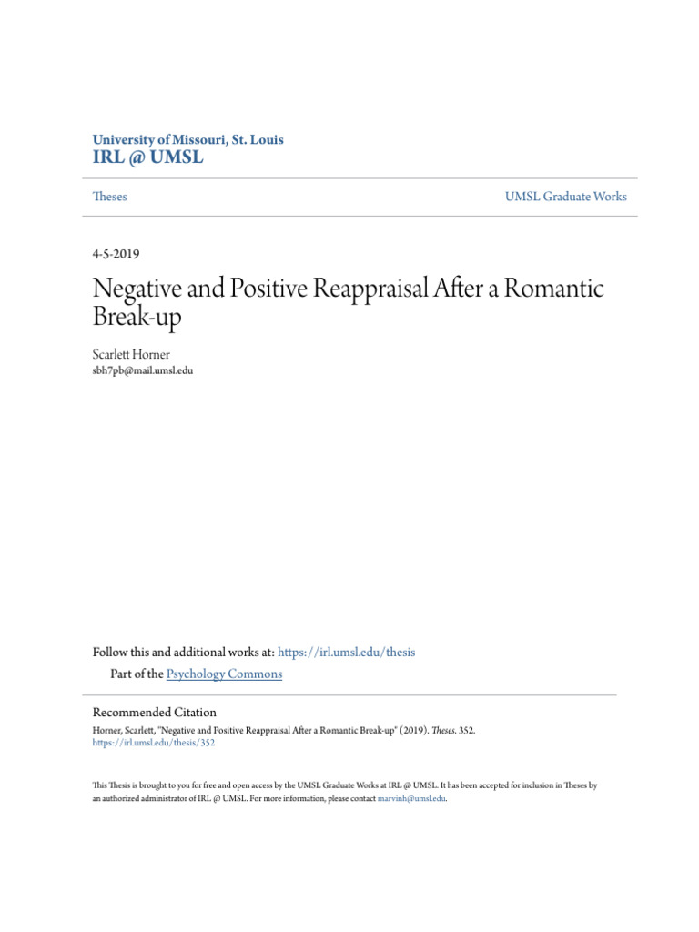 Reappraisal Strategies After Break-Up | PDF | Emotional Self Regulation ...