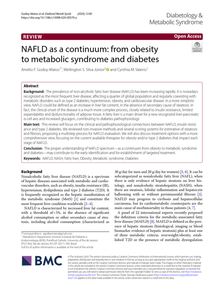 NAFLD As A Continuum: From Obesity To Metabolic Syndrome and Diabetes ...