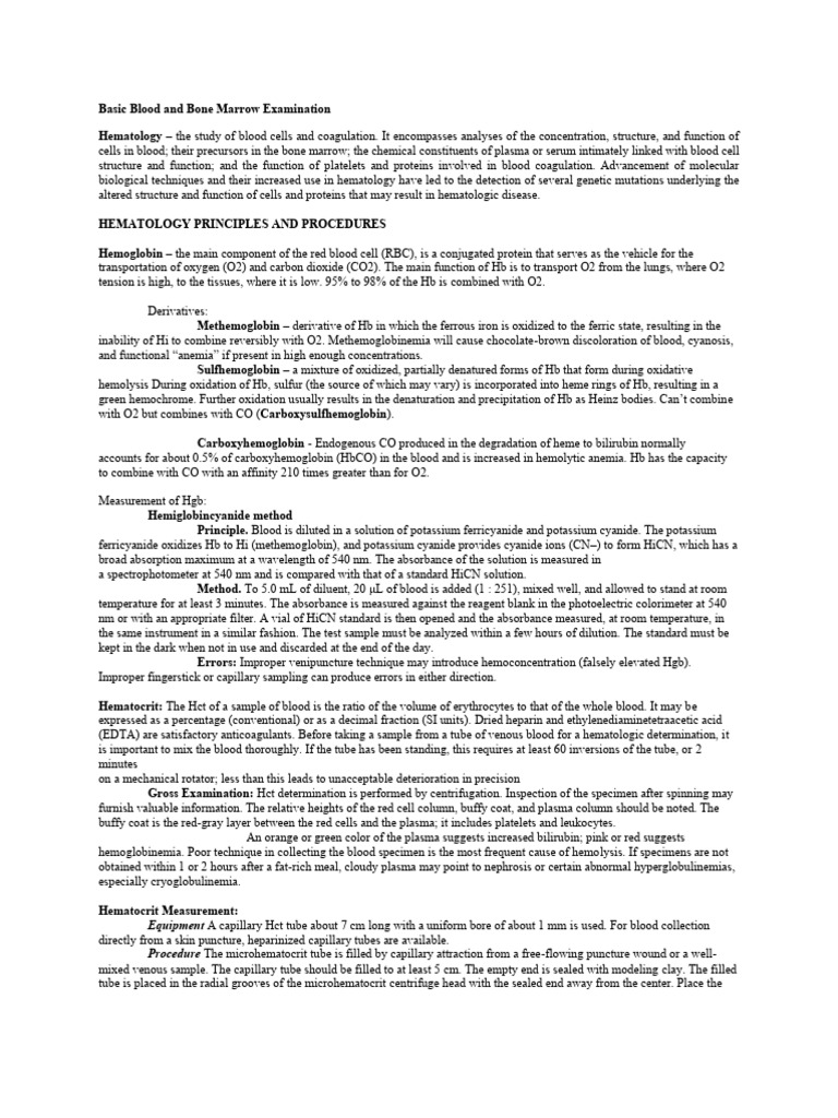 Basic-Blood-and-Bone-Marrow-Examination | PDF | White Blood Cell | Anemia