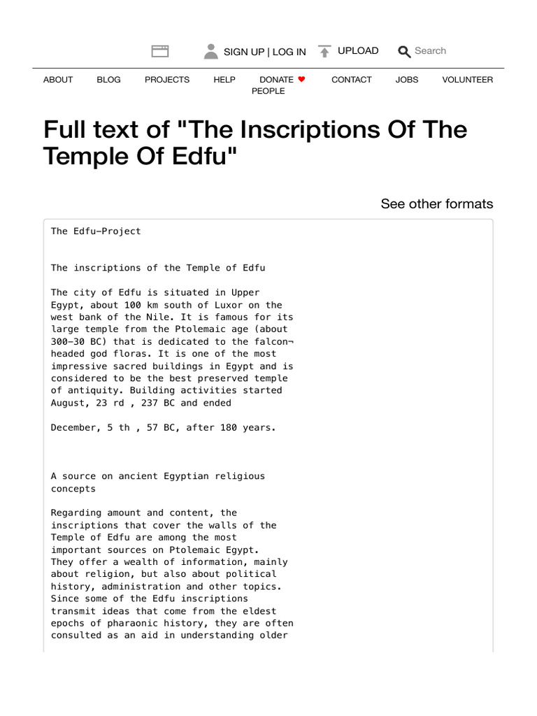 Full text of "The Inscriptions Of The Temple Of Edfu" | PDF | Ancient ...