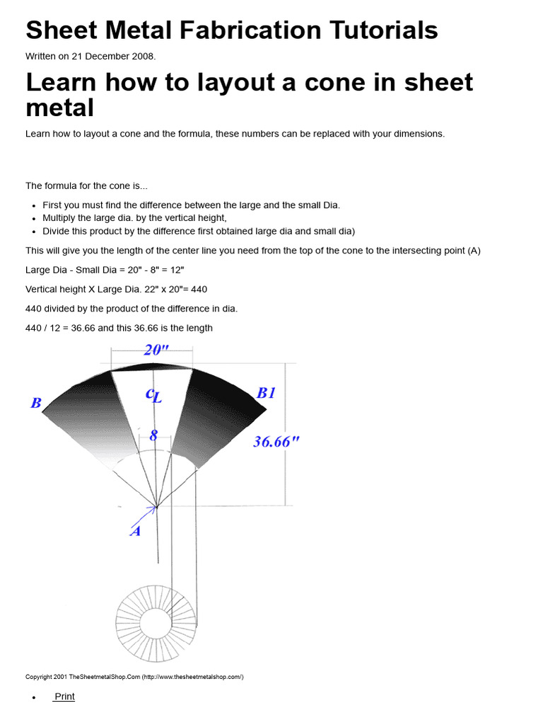 Learn How To Layout A Cone in Sheet Metal | PDF