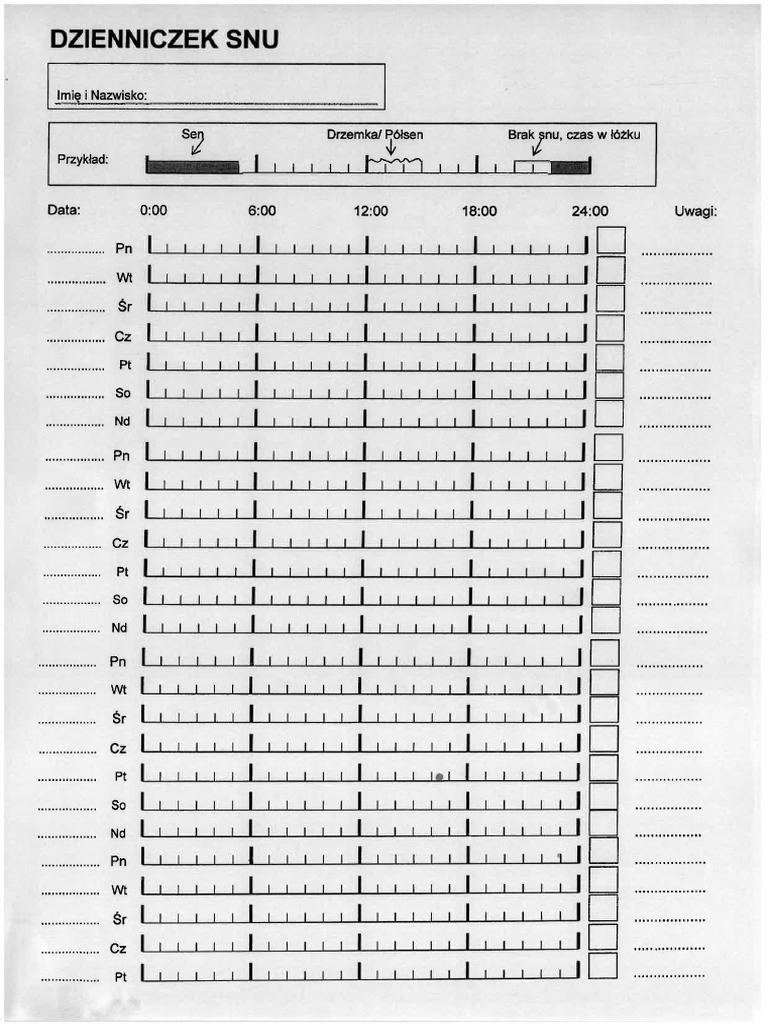 Dziennik Snu Graficzny | PDF