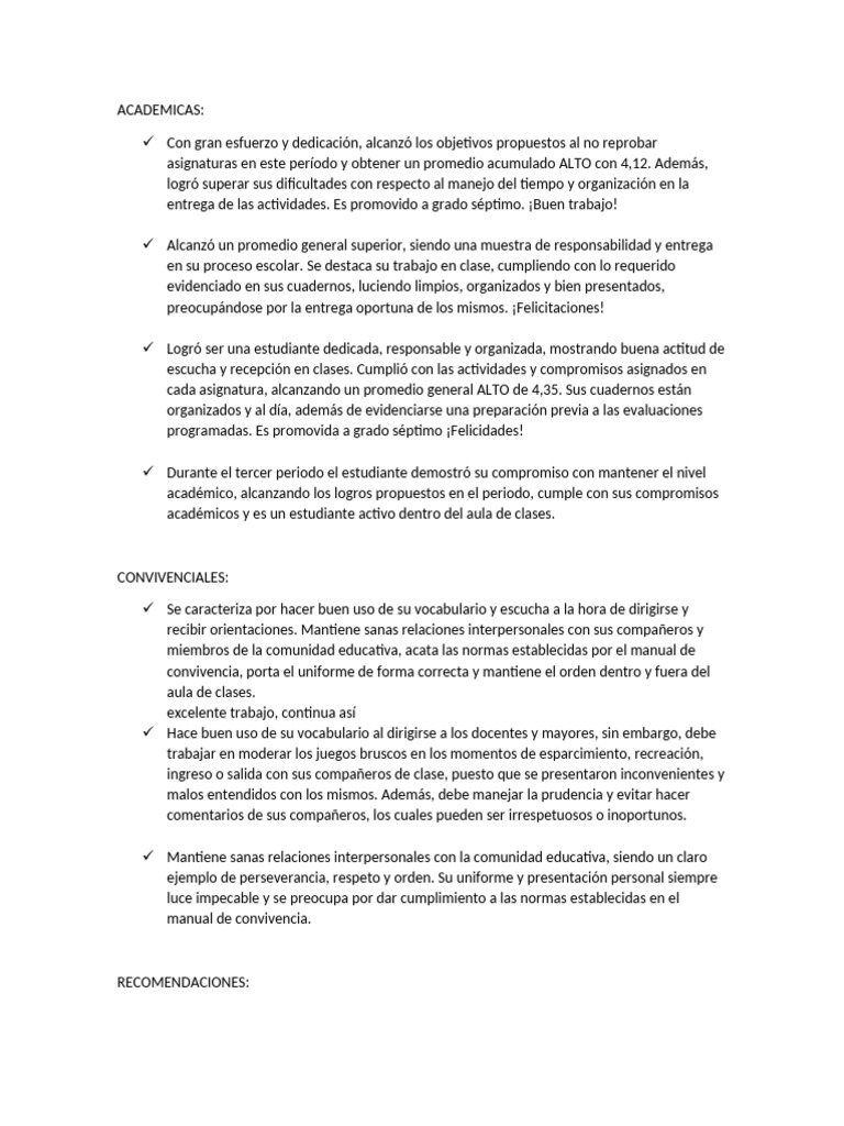 Ejemplos de Observaciones | PDF