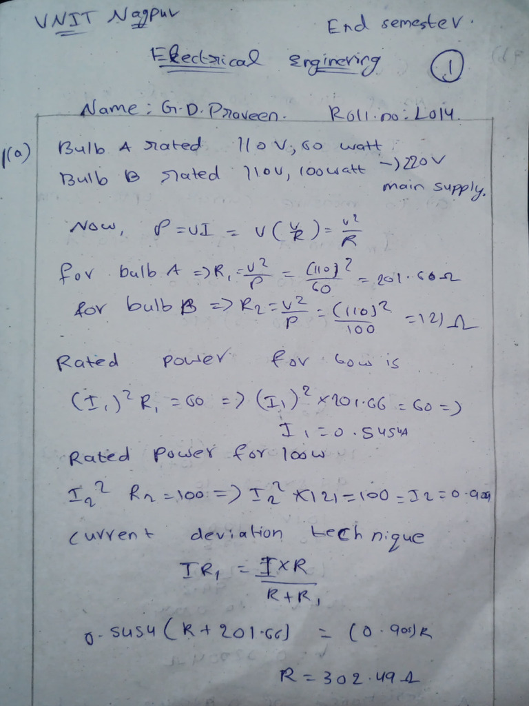 Electrical Engineering Analysis | PDF