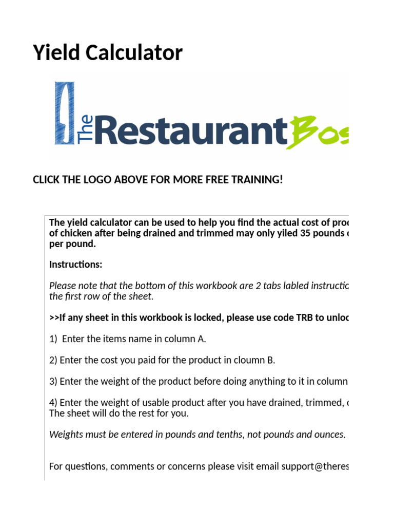 The Toolkit Yield Calculator | PDF