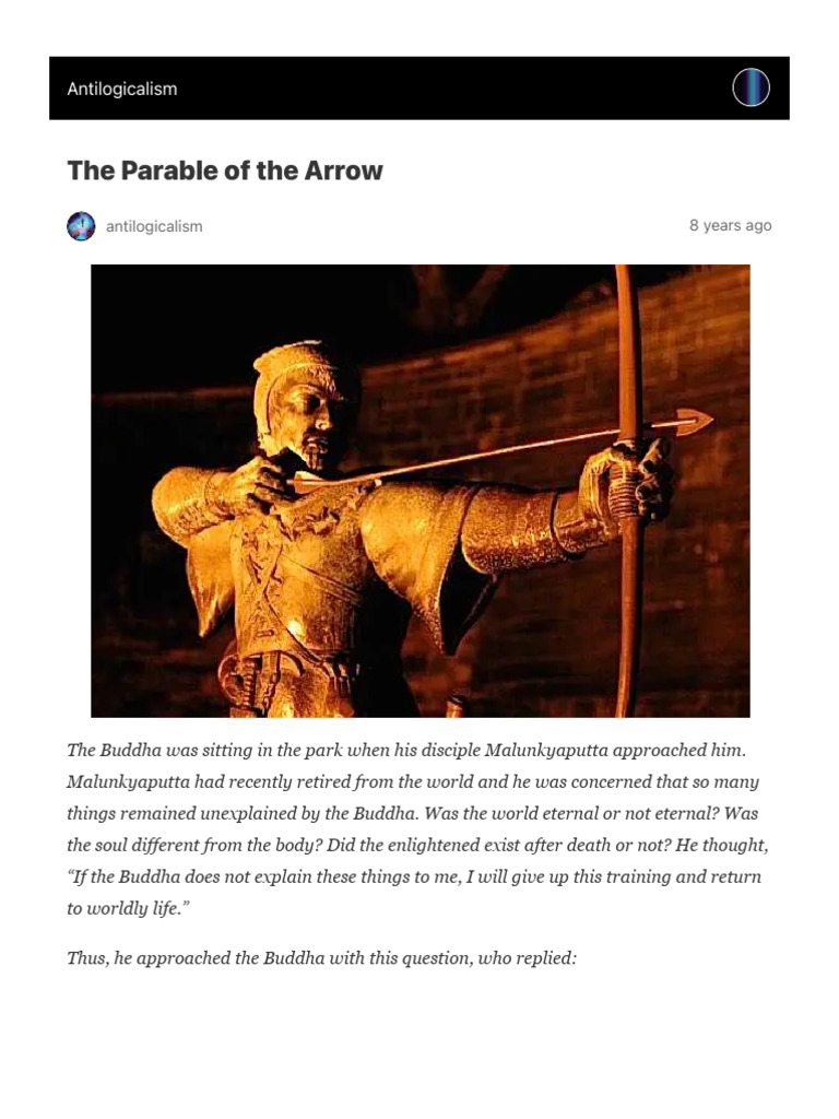 Buddha's Parable of the Arrow Explained | PDF | Bow And Arrow | Eastern ...