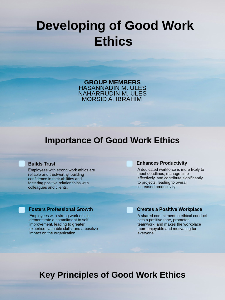 Developing Good Work Ethics | PDF | Leadership | Goal