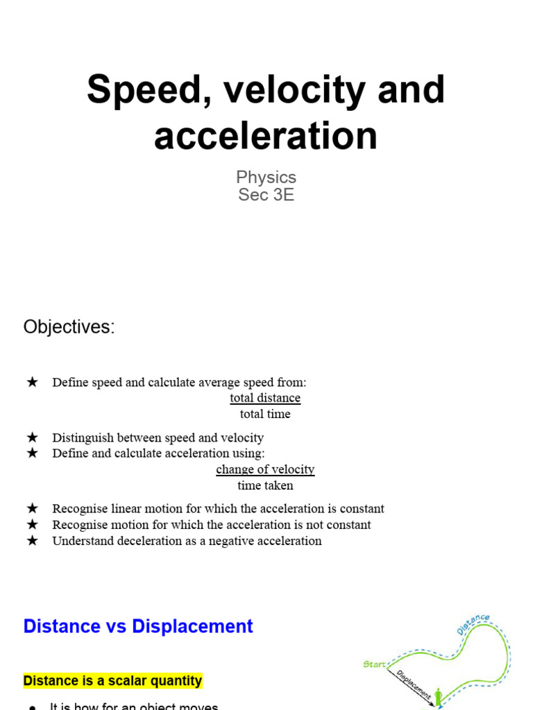 Speed, Velocity and Acceleration | PDF | Teaching Methods & Materials ...