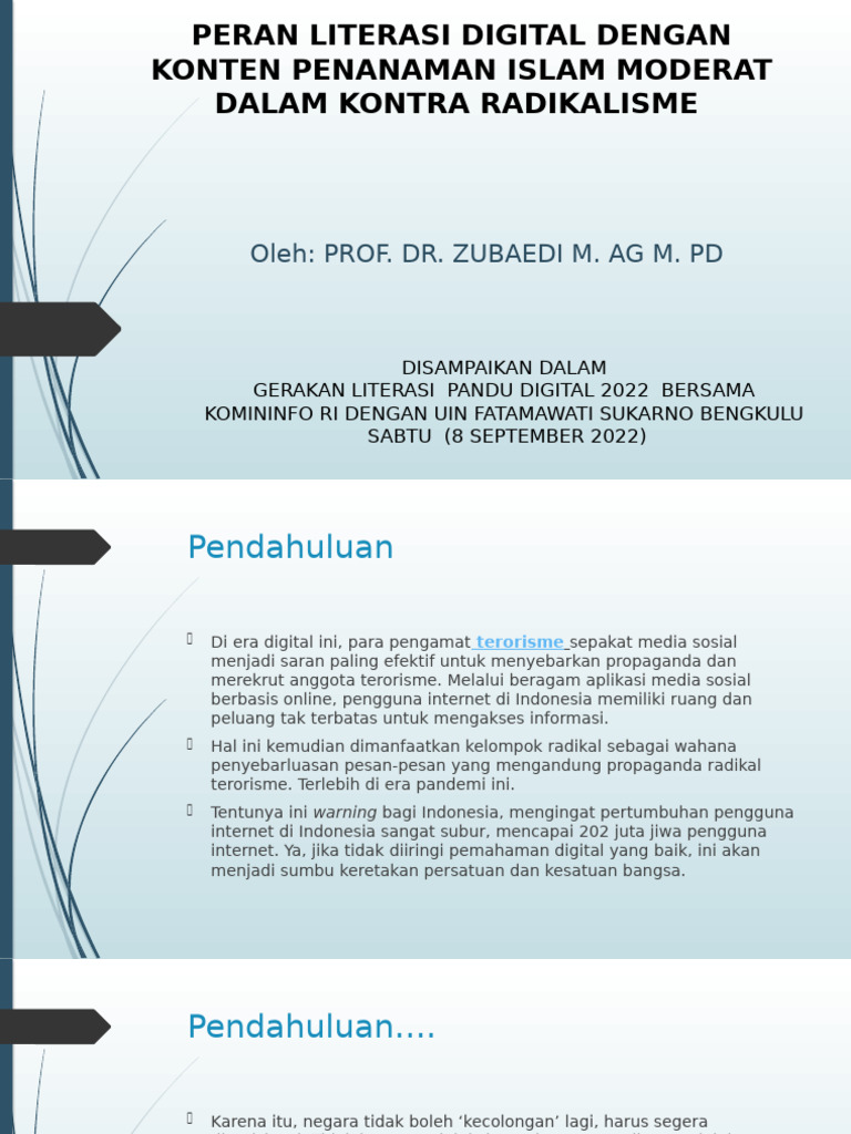 Bahan Peran Literasi Digital Dengan Konten Penanaman Islam Moderat Dalam Kontra Radikalisme ...