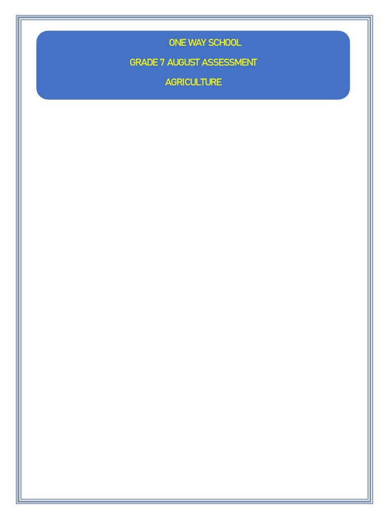 Grade 7 Agriculture Assessment Questions | PDF | Soil | Agriculture