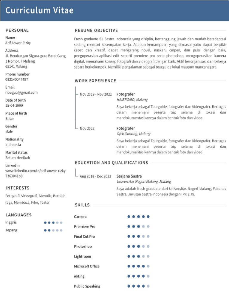 CV - Arif Anwar Rizky | PDF