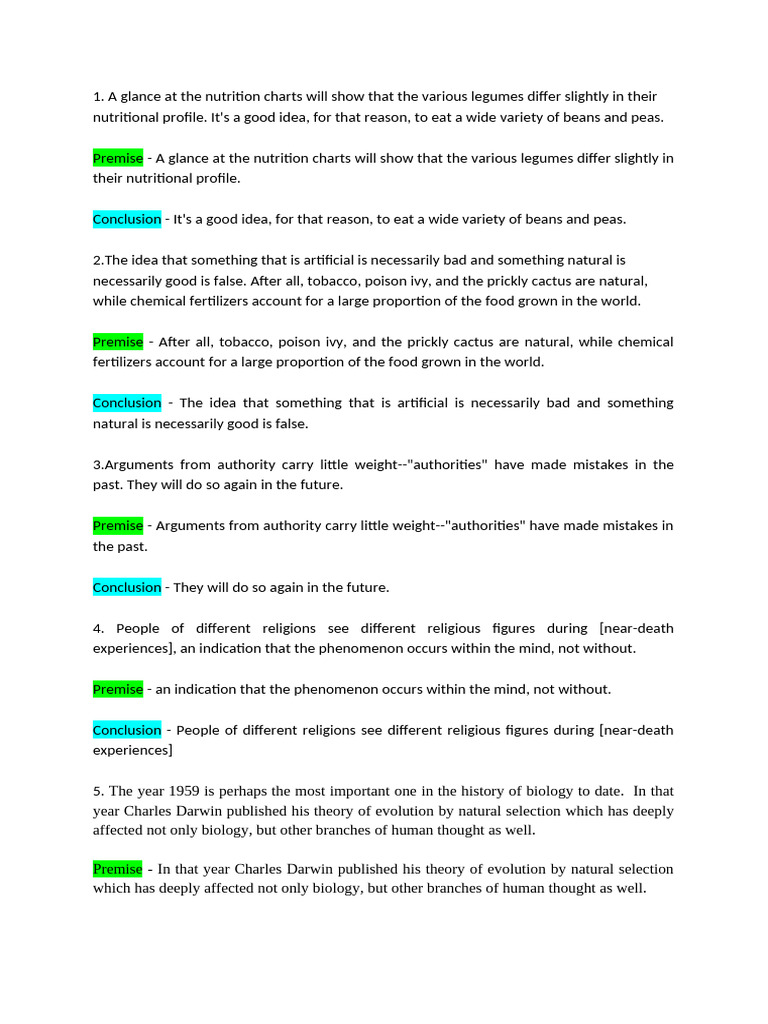 Conclusion - Premise Assignment | PDF | Argument