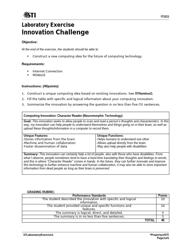 07 Laboratory Exercise 1 | PDF | Thought | Computing