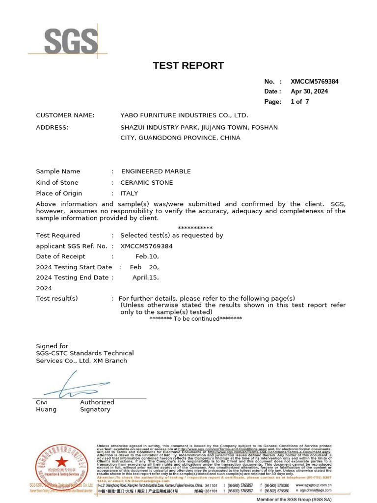 Ceramic Stone Test Reports | PDF | Materials | Building Engineering