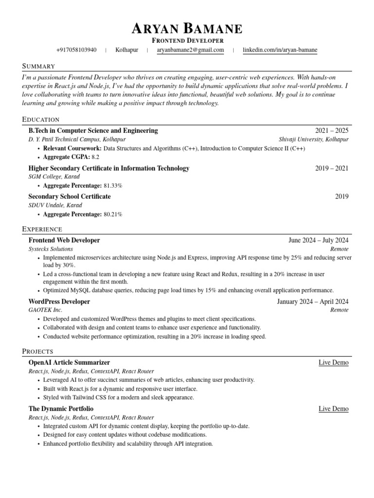 Draft Resume 07 | PDF | Word Press | Web Development
