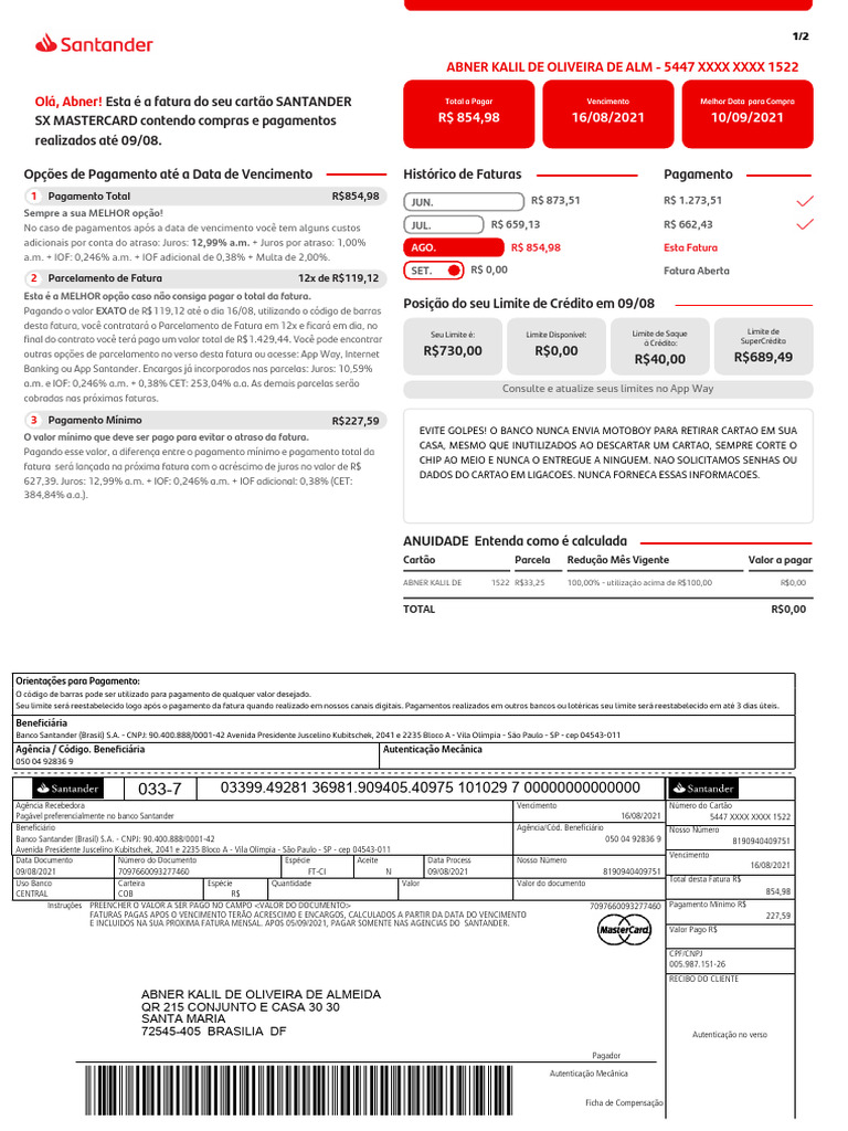 Comprovante de Residencia | PDF | Cartão de crédito | Tecnologia financeira