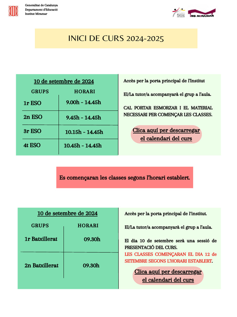 Inici de Curs 2024 2025 1 | PDF