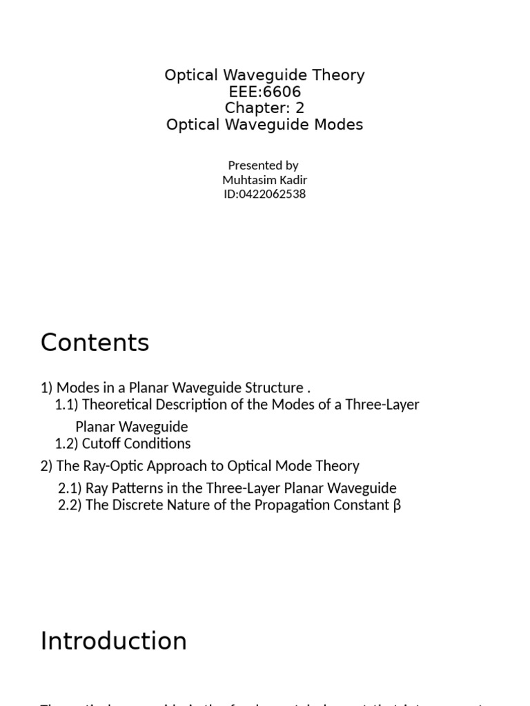 Optical Waveguide Modes Presentation | PDF | Waveguide | Waves