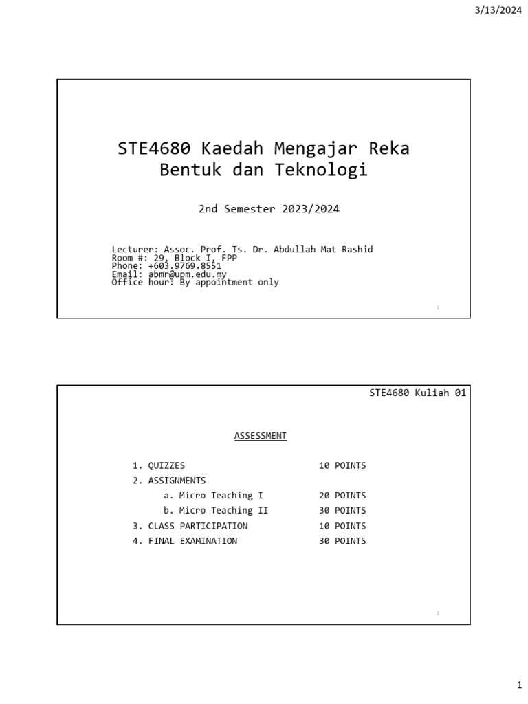 Kuliah 01 MICROTEACHING RBT | PDF | Learning | Teachers